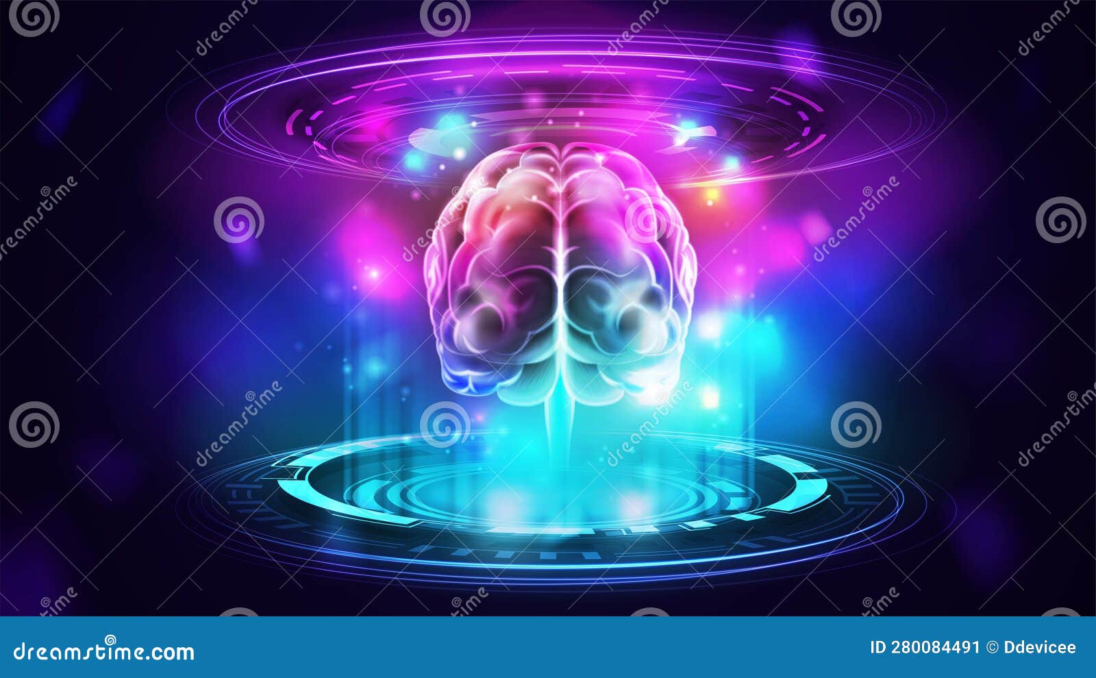 Blue and Pink Digital Podium with Artificial Intelligence Computer ...