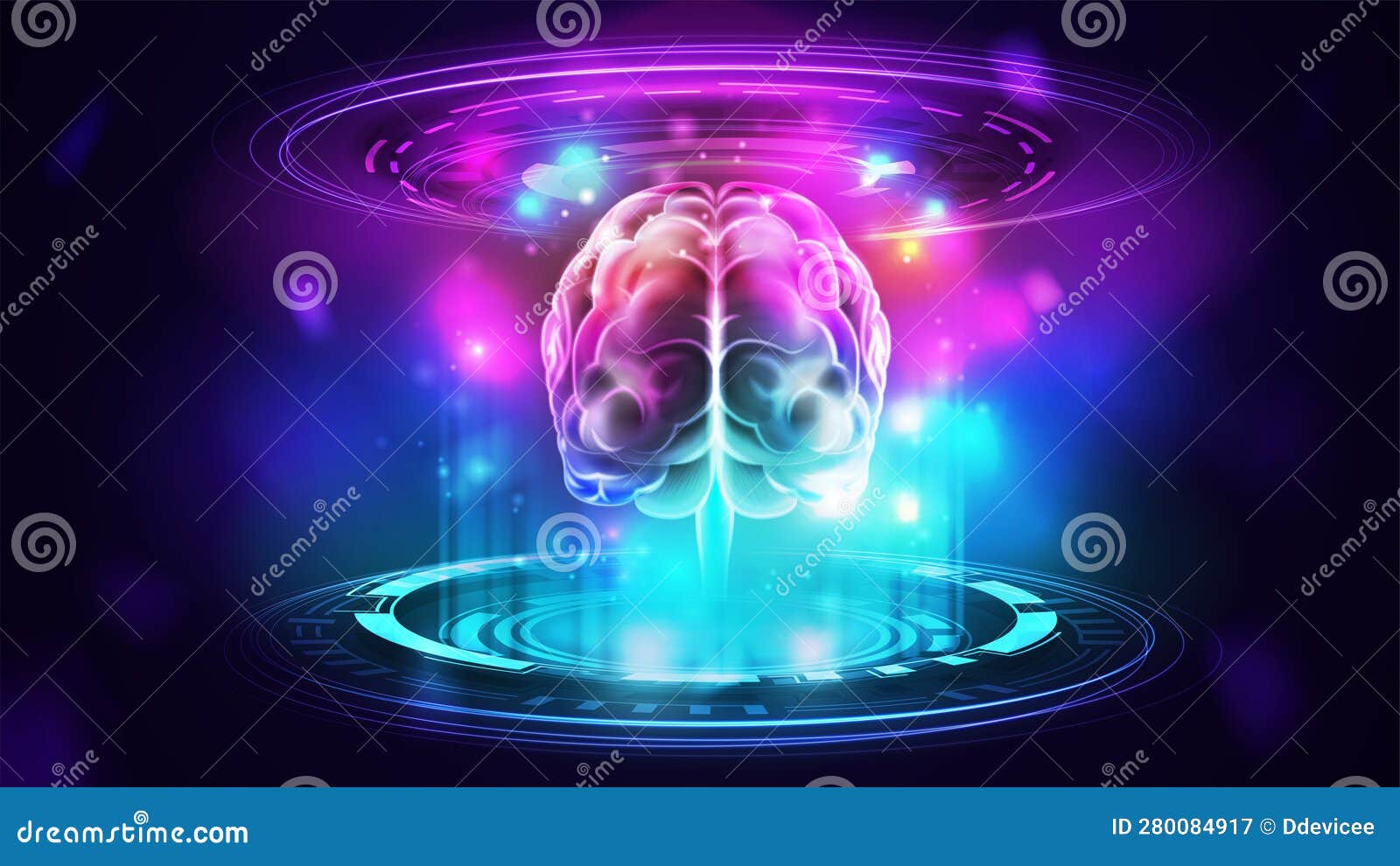 Blue and Pink Digital Podium with Artificial Intelligence Computer ...