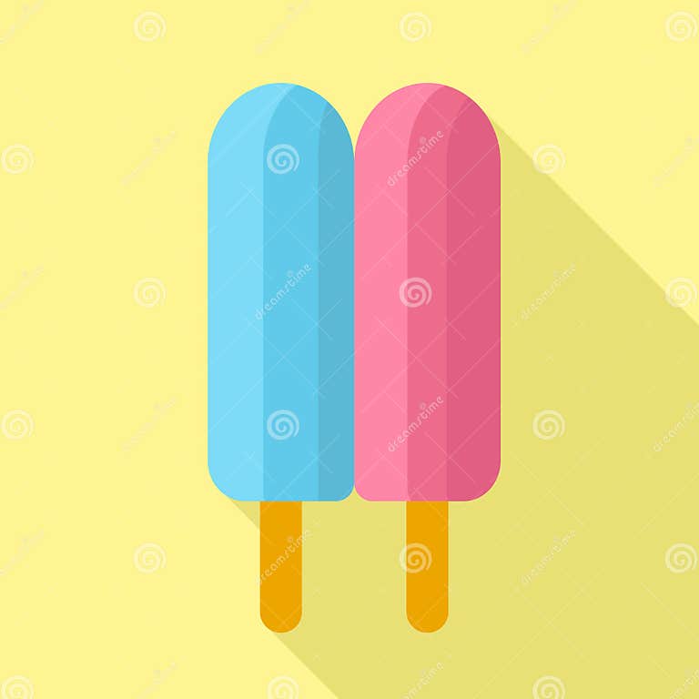 Blue Pink Double Popsicle Icon, Flat Style Stock Vector - Illustration ...