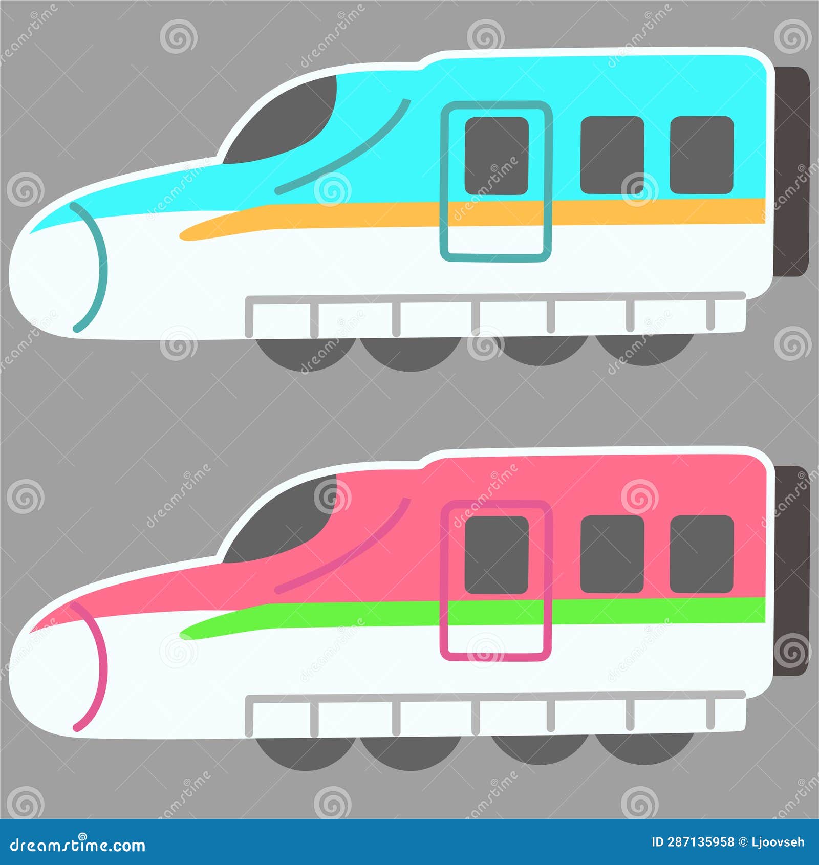 Blue and Pink Express Train Heads Illustrations Stock Vector ...