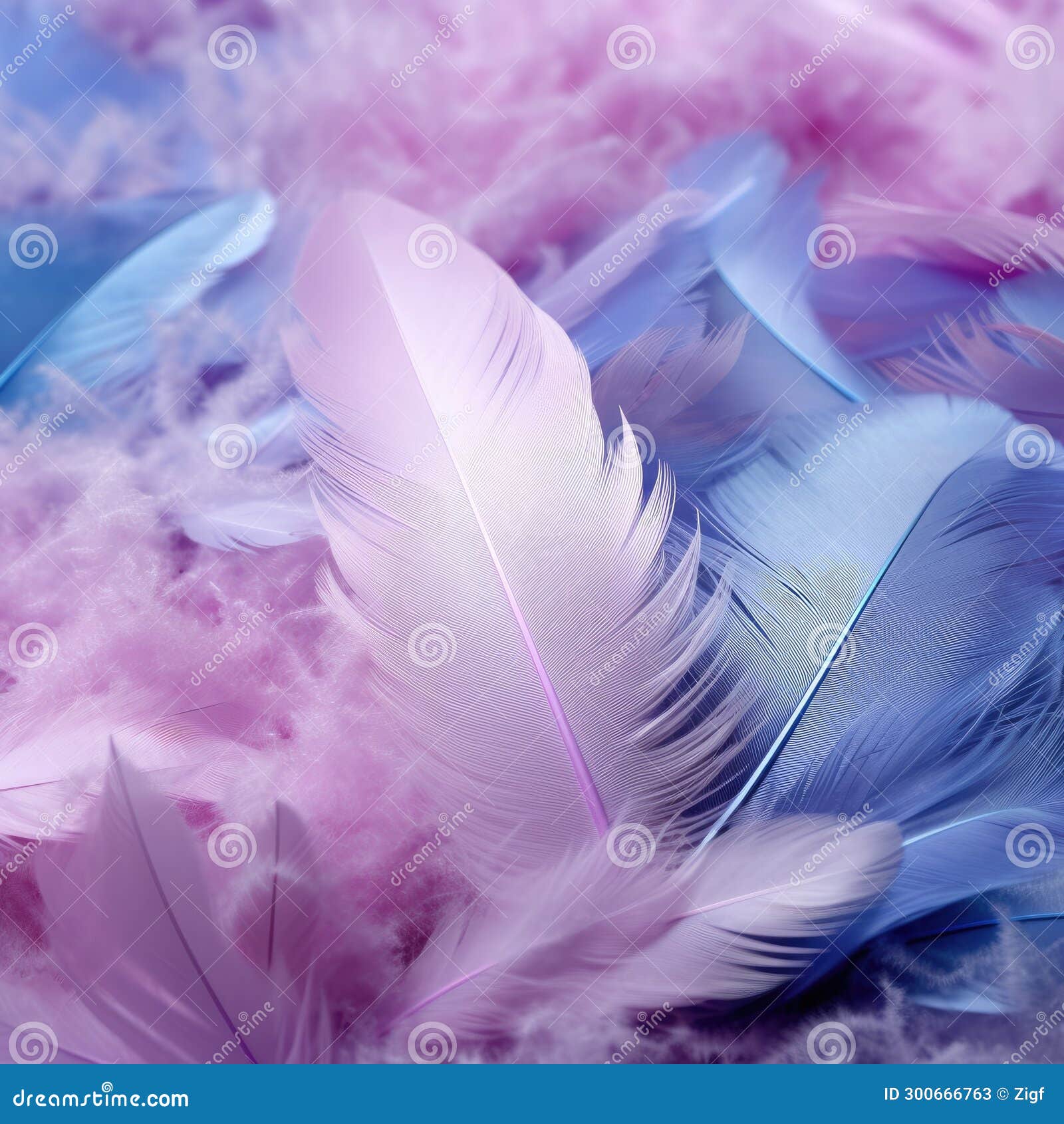Blue and Pink Feathers on White Background Stock Illustration ...