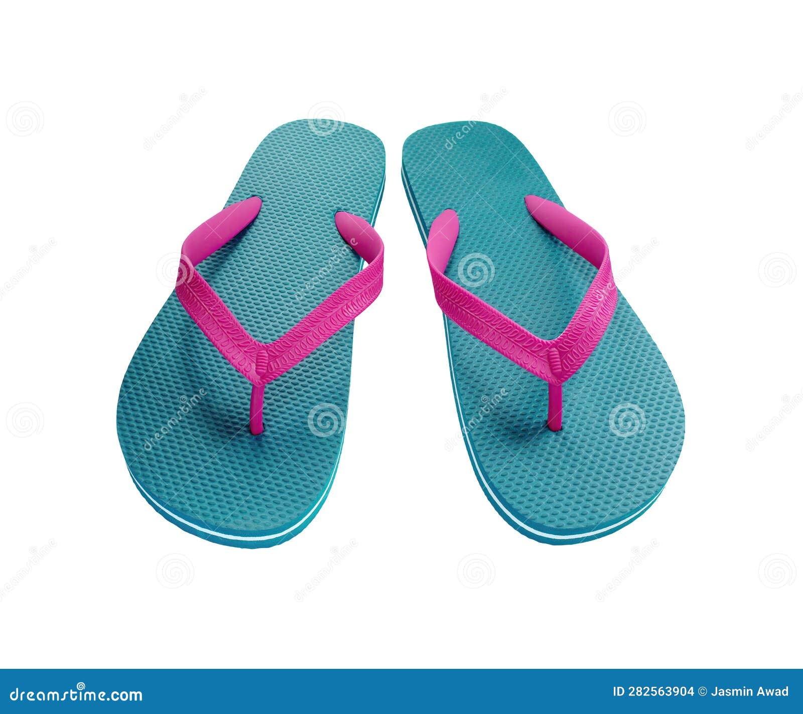 Blue and Pink Flipflops Front View Isolated Stock Photo - Image of ...