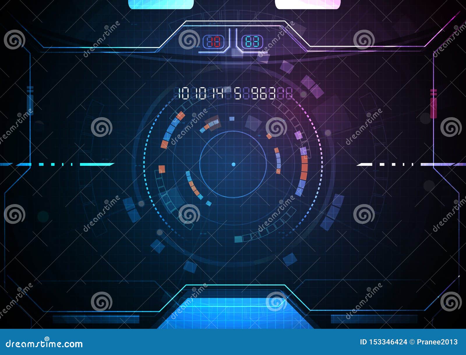 Blue Pink Game Interface Digital Stock Vector - Illustration of circuit ...