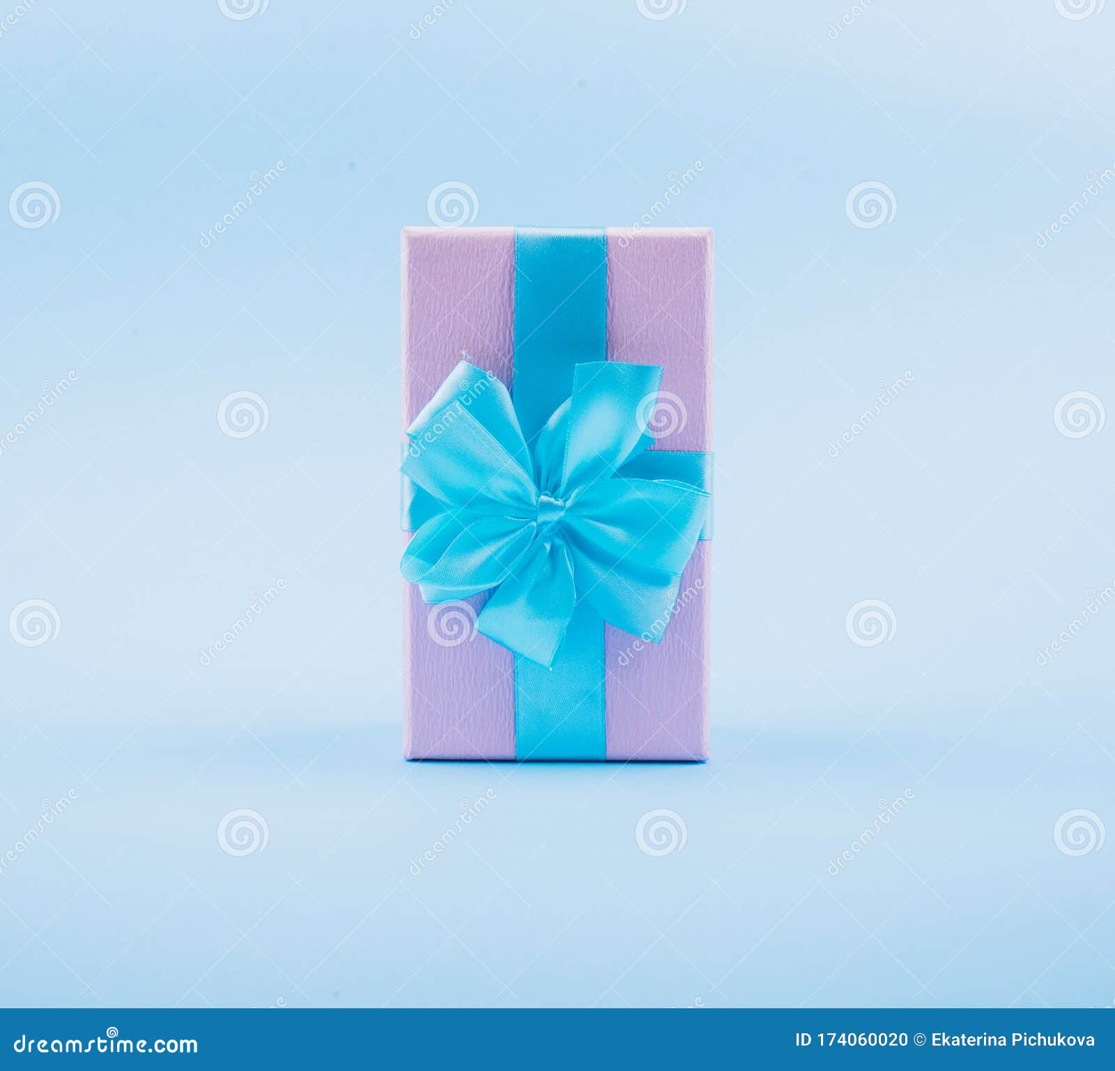 Blue-pink Gift on a Blue Background. Stock Photo - Image of give, blue ...