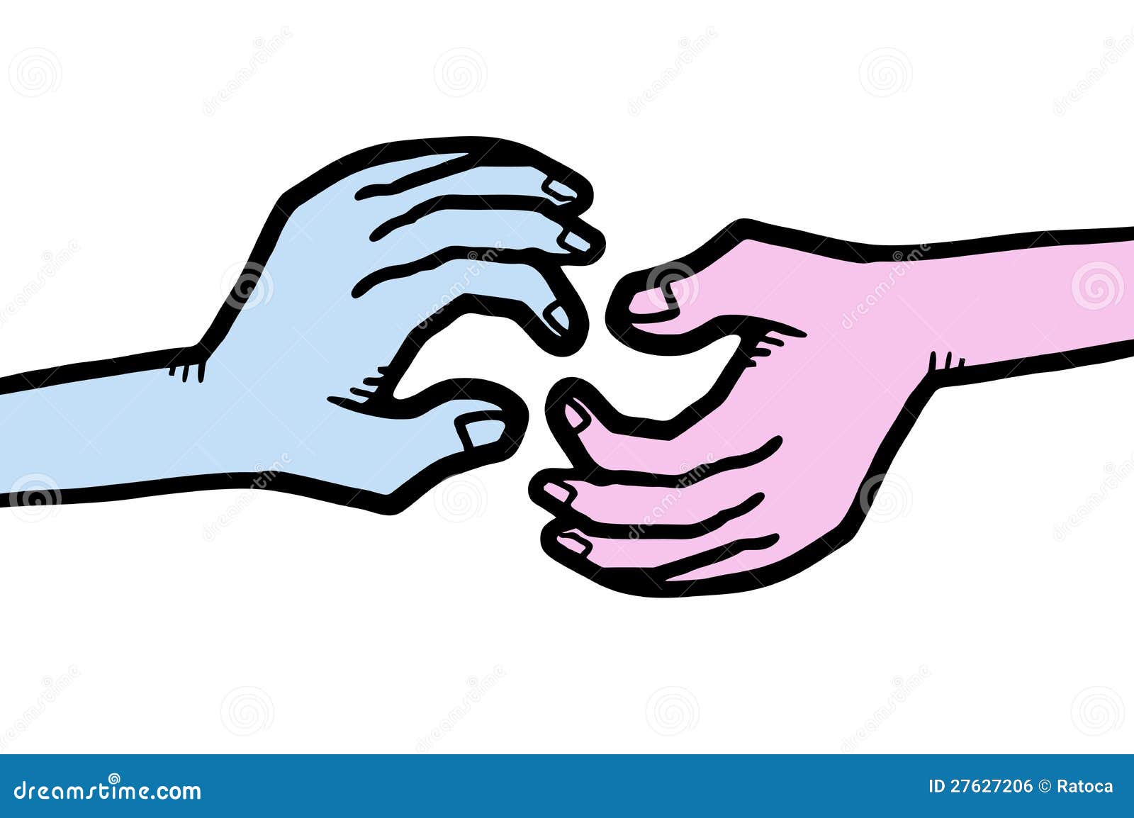 Blue and pink hands stock vector. Illustration of vector - 27627206