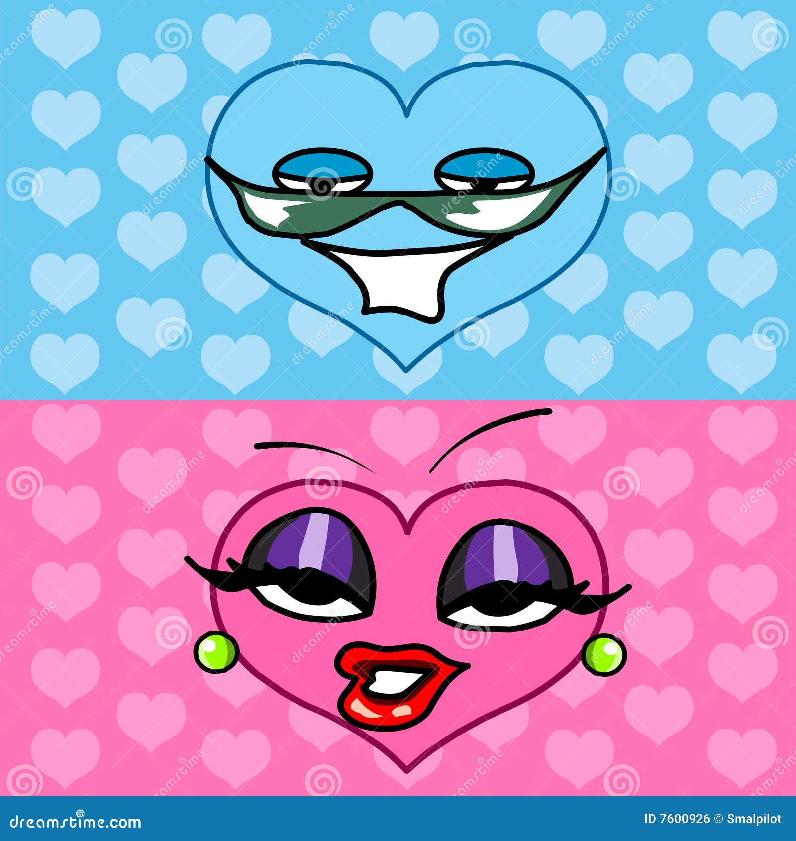 Blue and Pink Hearts stock vector. Illustration of shape - 7600926