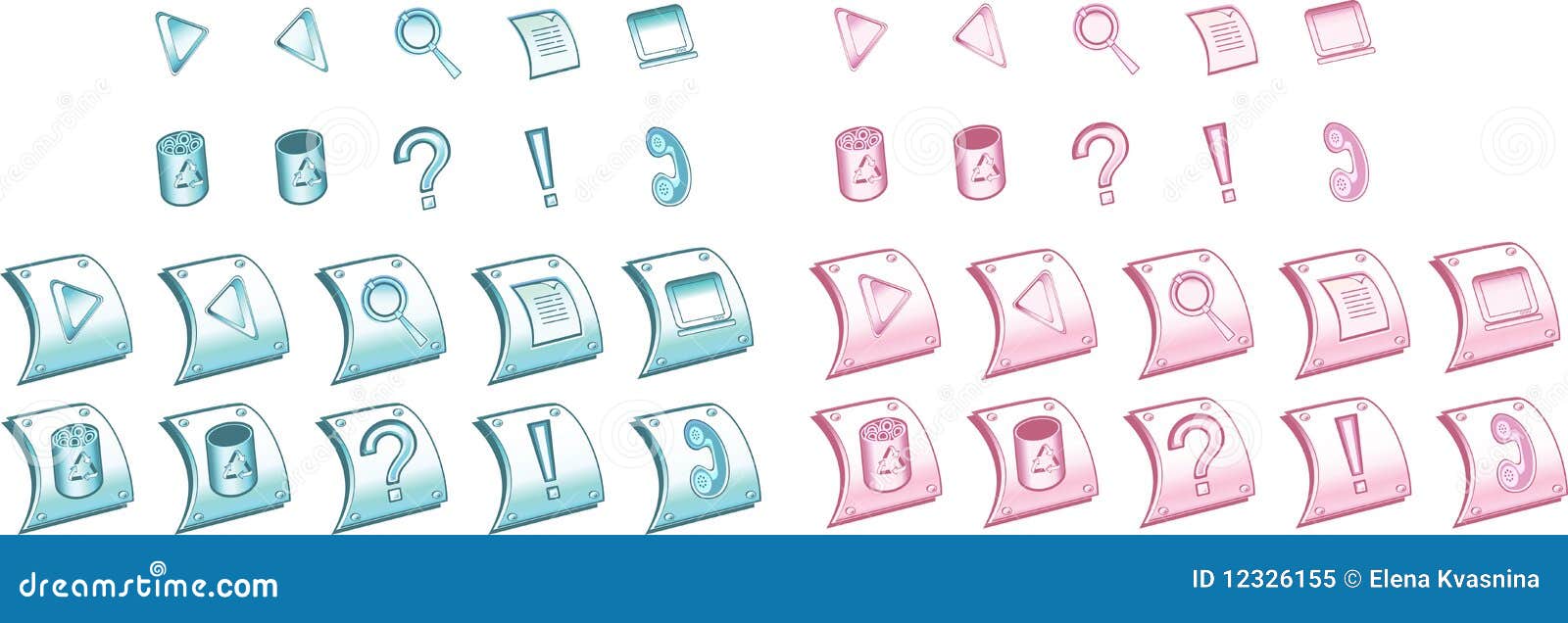 Blue and pink icons set 1 stock vector. Illustration of isolated - 12326155