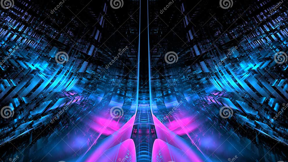 Blue and Pink Lights Interact in an Abstract Display, Creating a ...