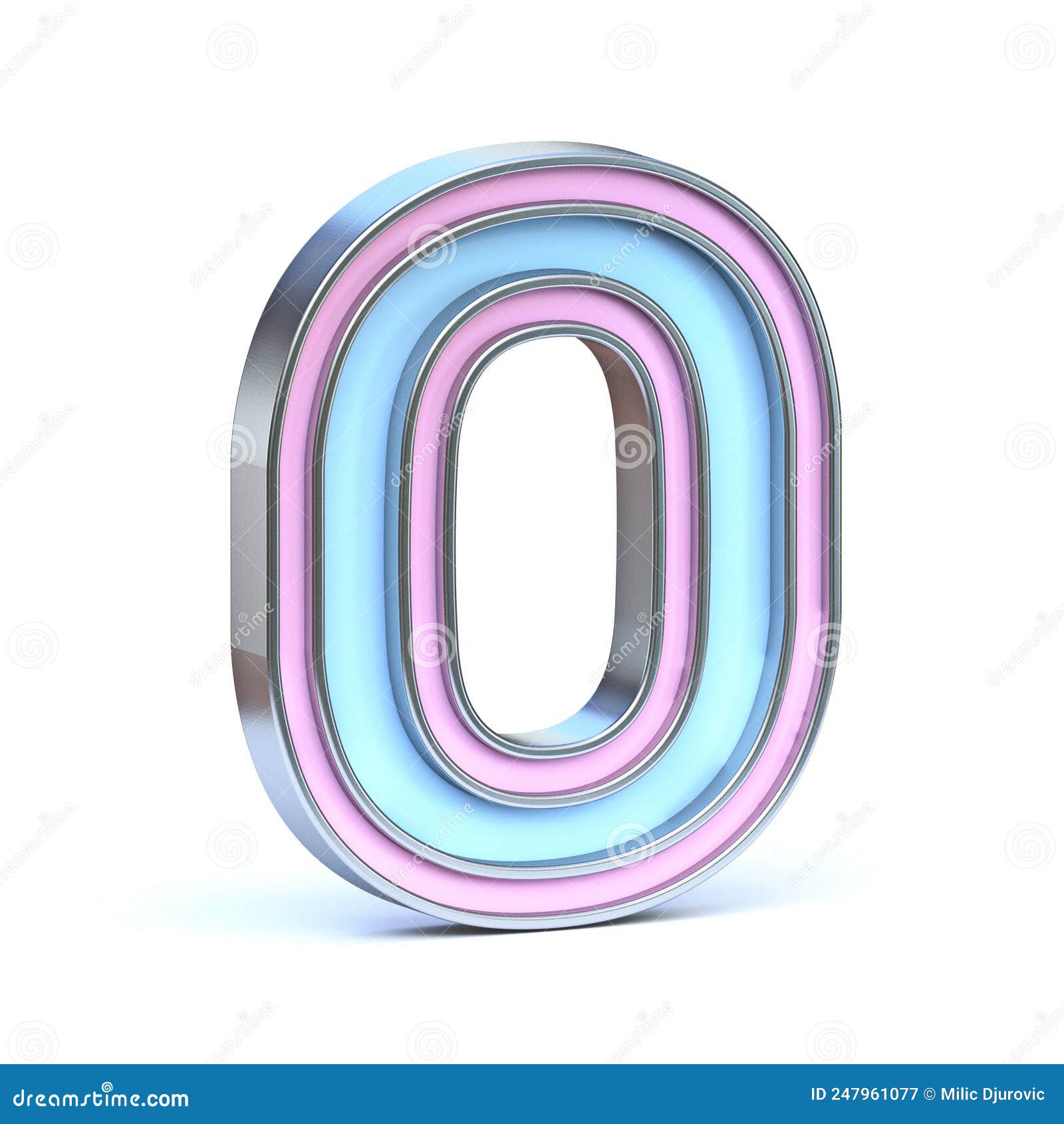Blue and Pink Metal Font Number 0 ZERO 3D Stock Illustration ...