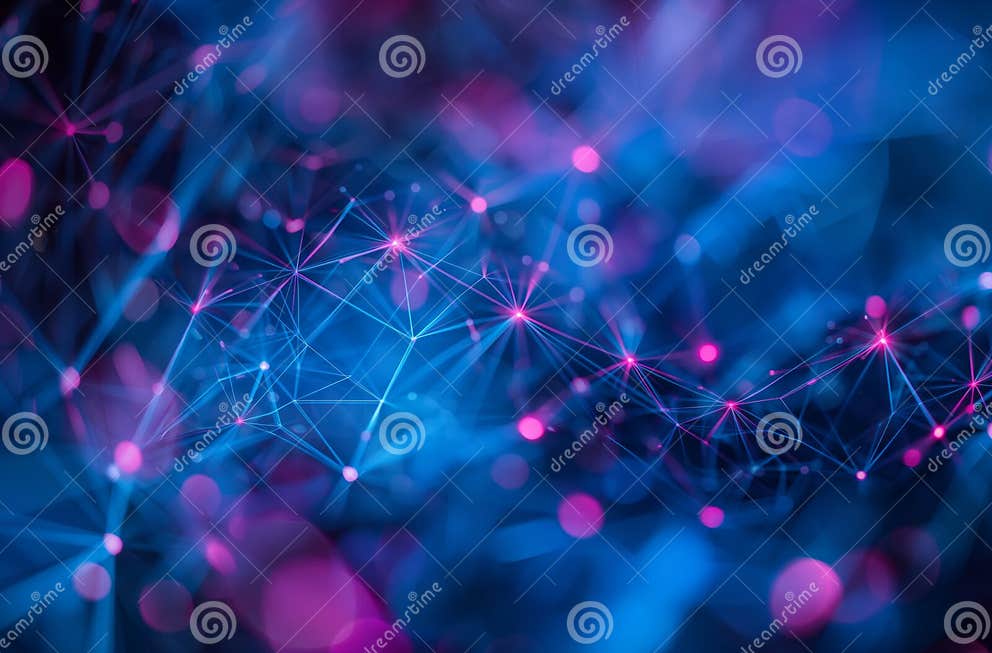 Blue and Pink Network Nodes Stock Image - Image of background, pattern ...