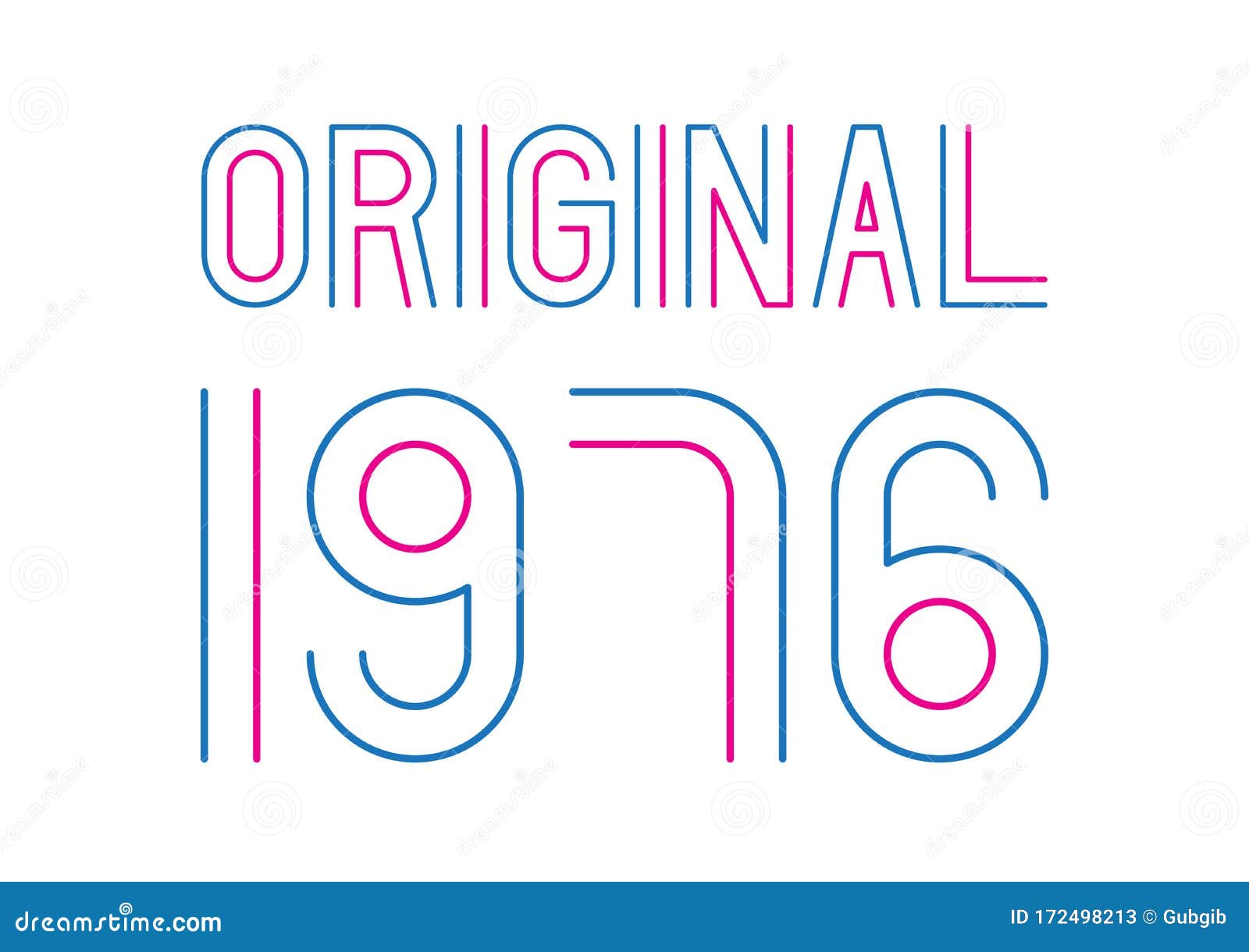Blue and Pink Original Year 1976 Text on White Background Stock Vector ...