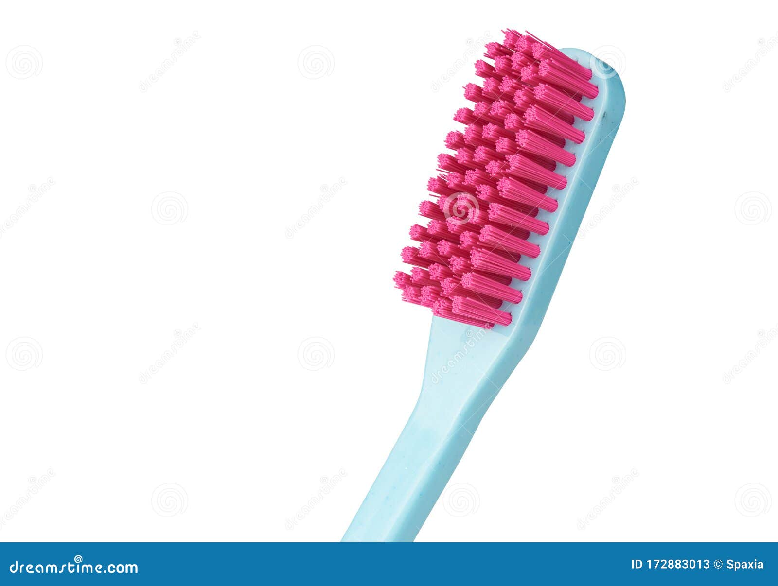 Blue and Pink Plastic Toothbrush Sideways, Isolated on a White Stock ...