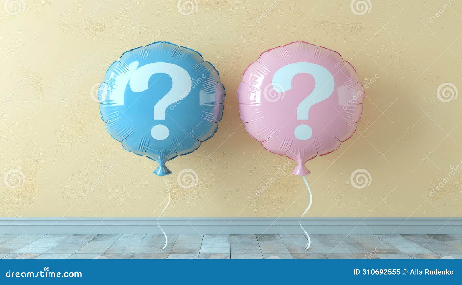 Blue and Pink Question Mark Balloons on Neutral Backdrop Stock Image ...
