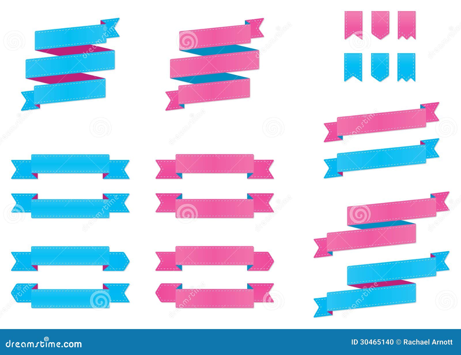 Set of Blue & Vector Pink Ribbons Stock Vector - Illustration of ...