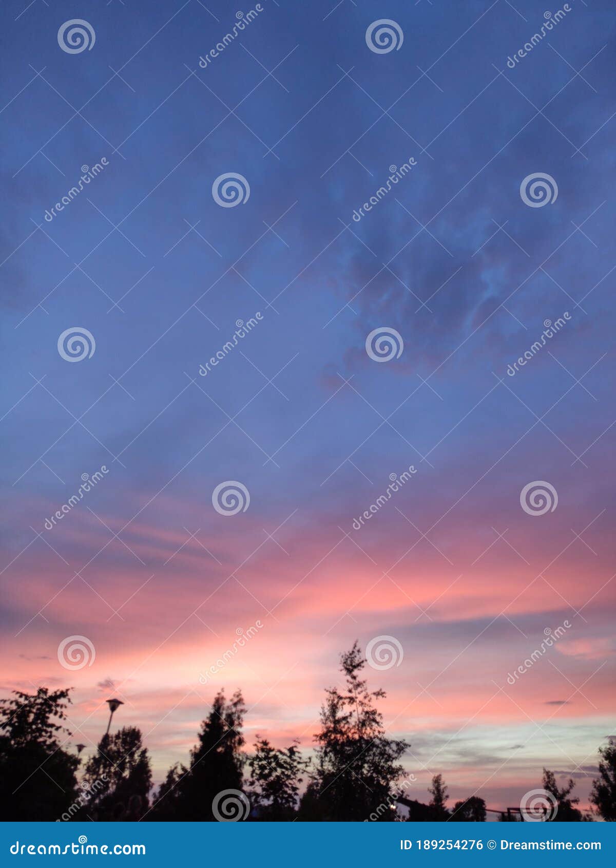 Blue and Pink Sunset stock photo. Image of blue, horizon - 189254276