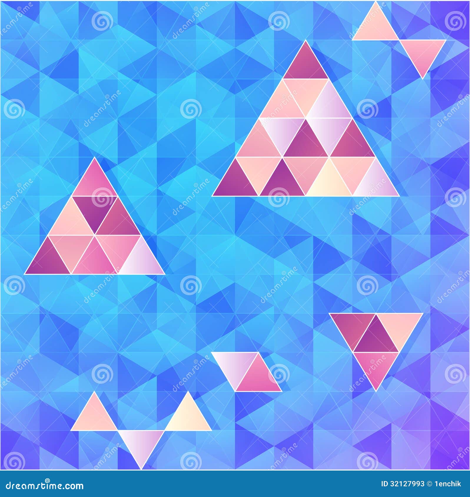 Blue and Pink Vector Triangles Background Stock Vector - Illustration ...
