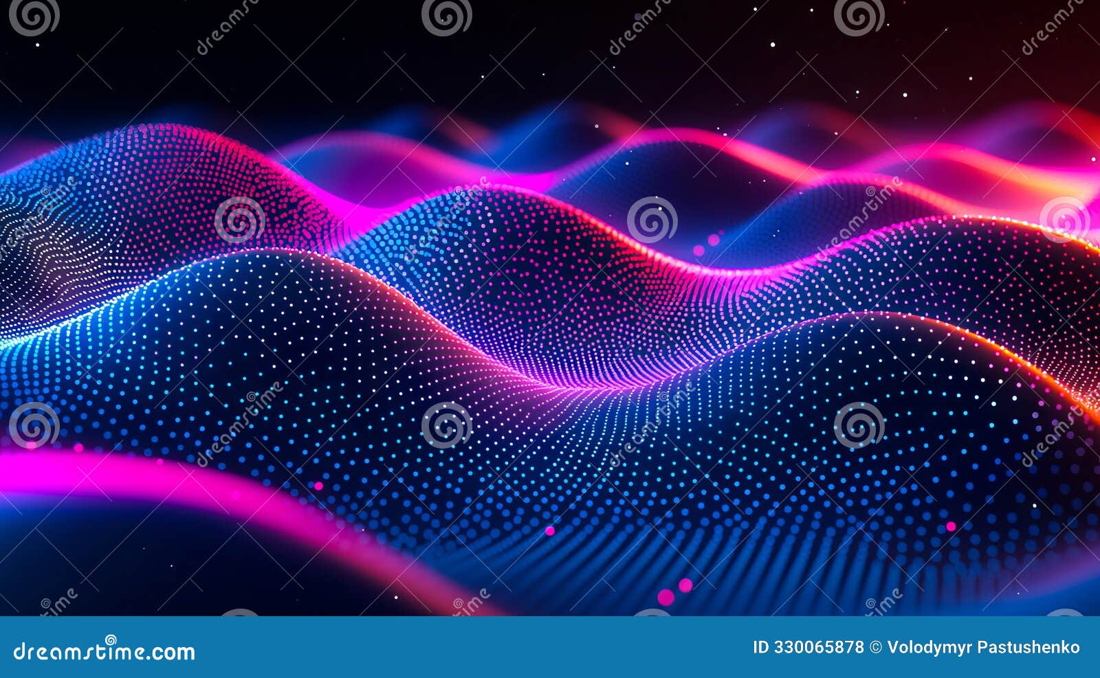A Blue and Pink Wave Pattern on a Black Background Stock Photo - Image ...