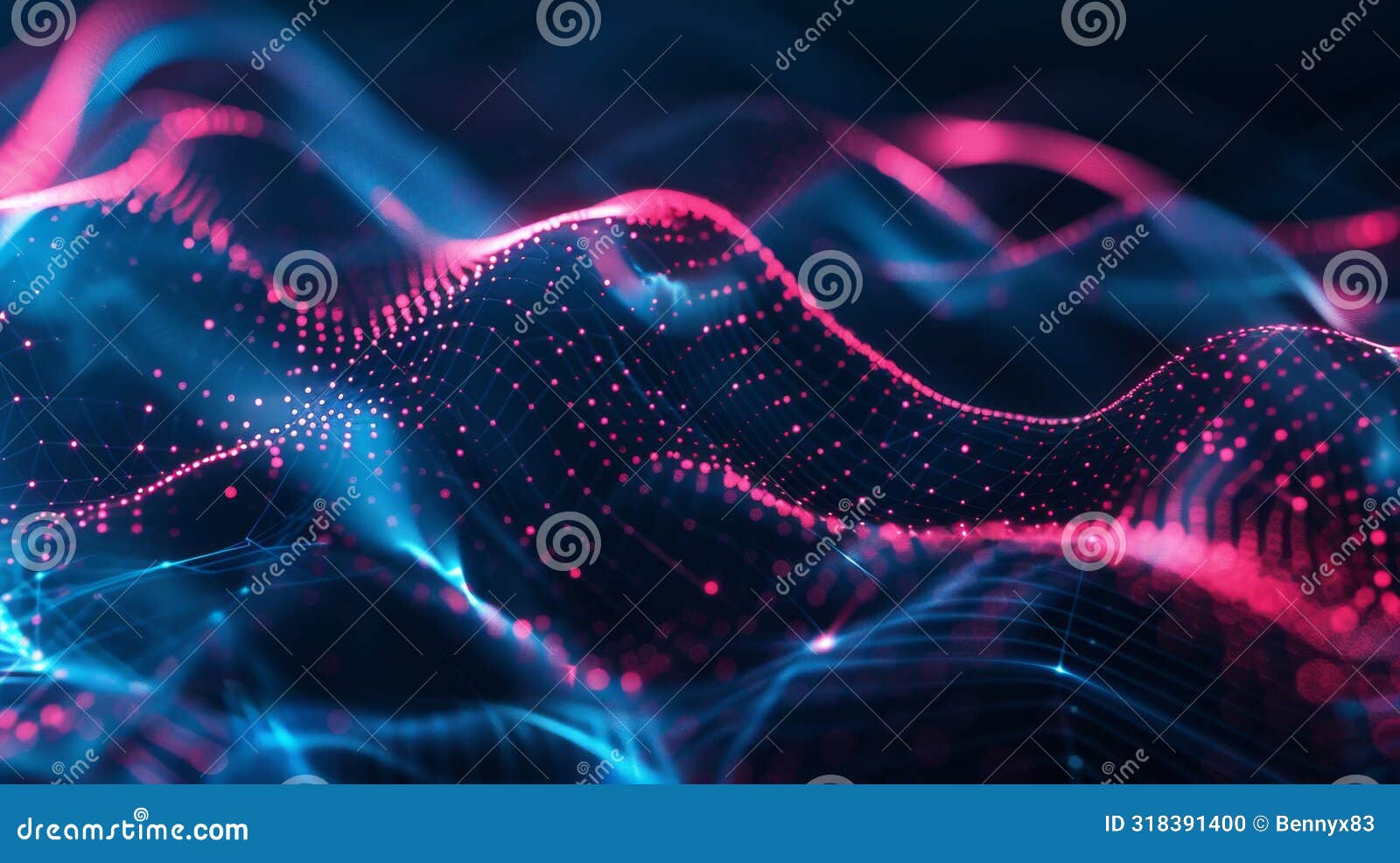 Blue and Pink Wave Pattern on Dark Background Stock Illustration ...