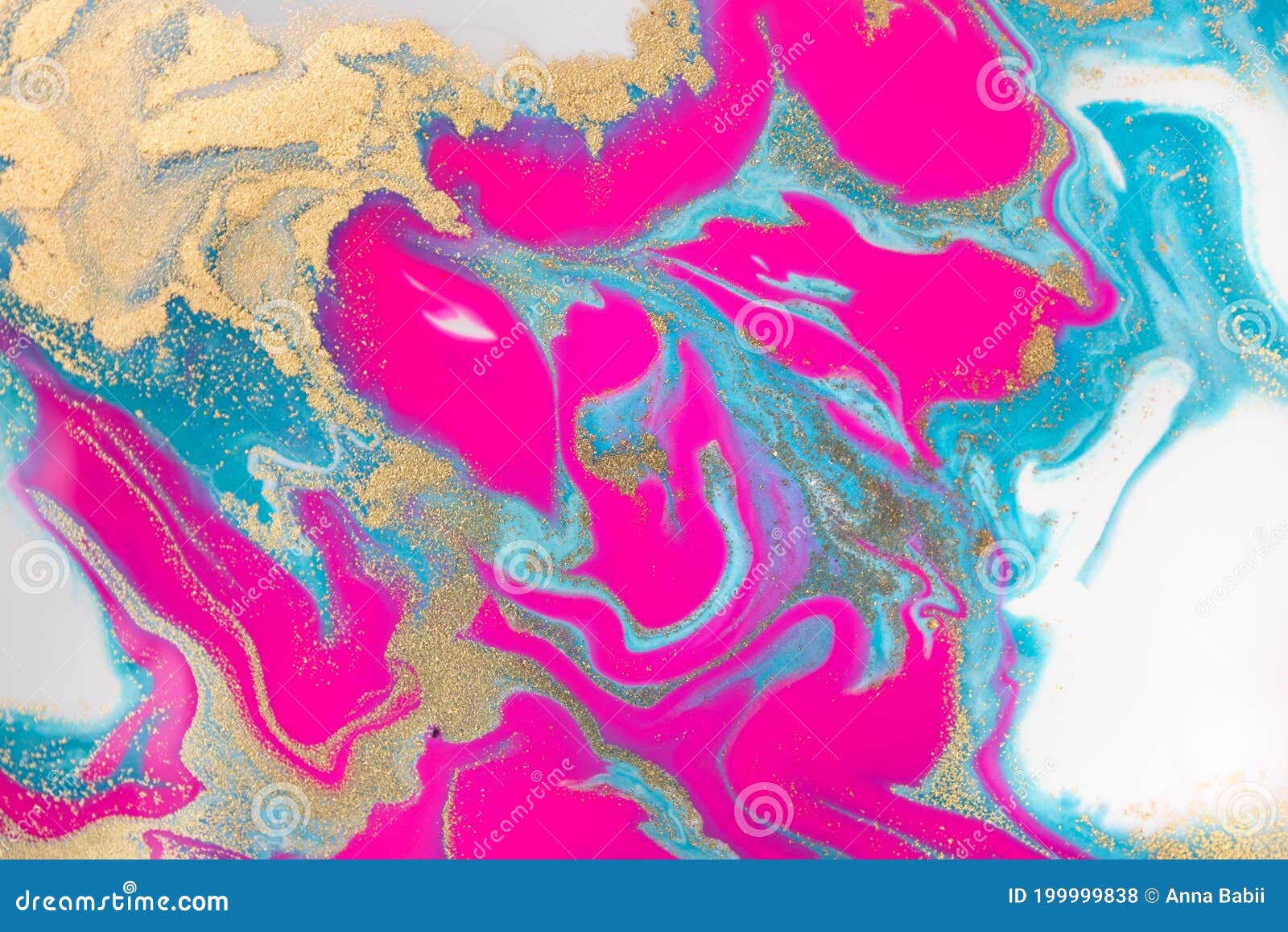 Blue and Pink Bright Wave Pattern with Layers of Gold Sequins. Stock ...