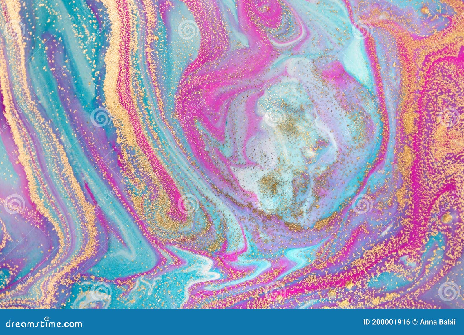 Blue and Pink Bright Wave Pattern with Layers of Gold Sequins. Stock ...