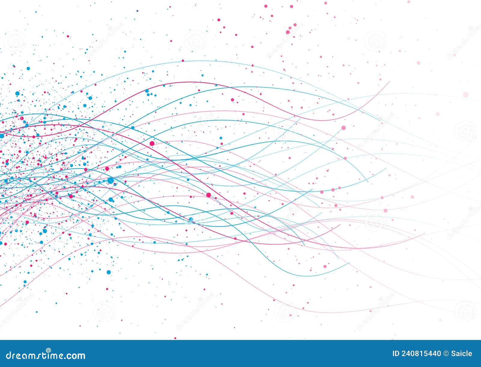 Blue Pink Wavy Lines and Dots Abstract Minimal Background Stock Vector ...