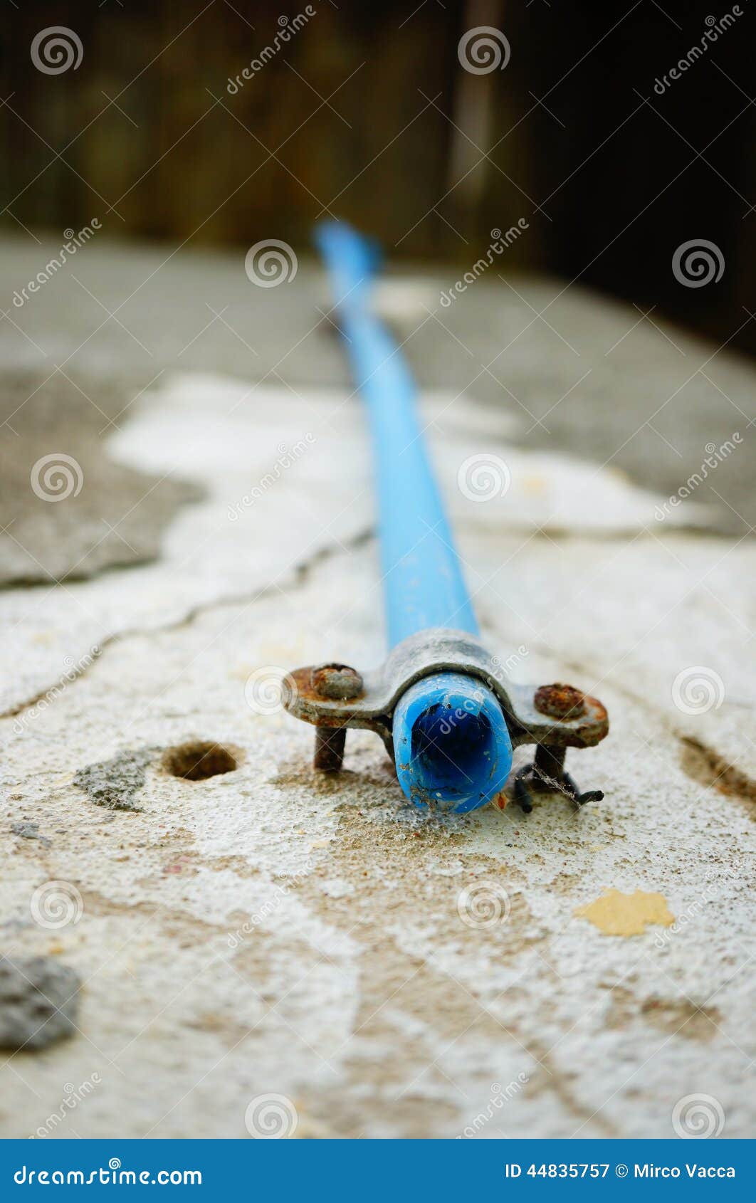 Blue pipe stock image. Image of blue, wall, broken, damaged - 44835757