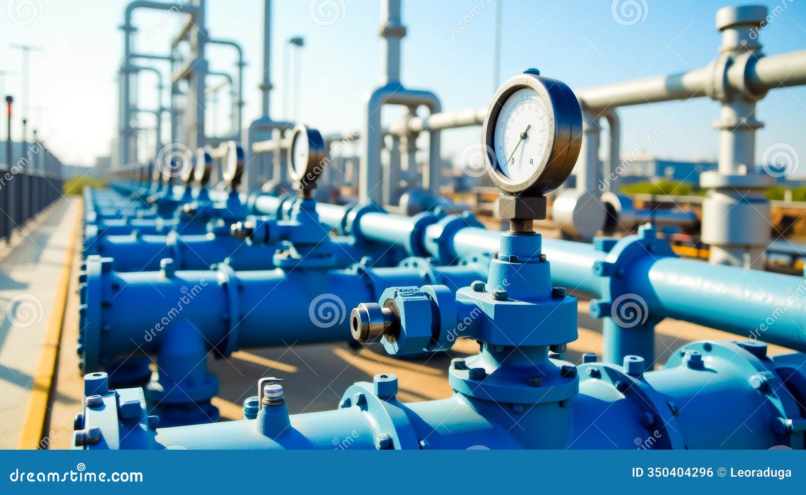 A Blue Pipe with a Manometer on it Stock Illustration - Illustration of ...