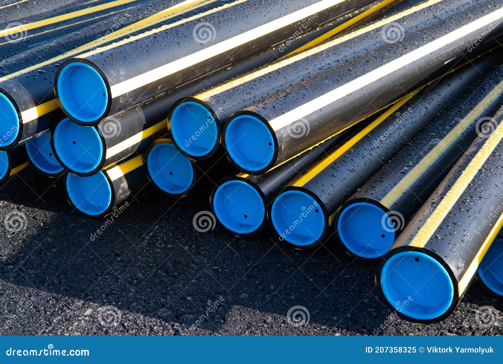 Blue Pipes for Transporting Water and Sewerage Stock Image - Image of ...