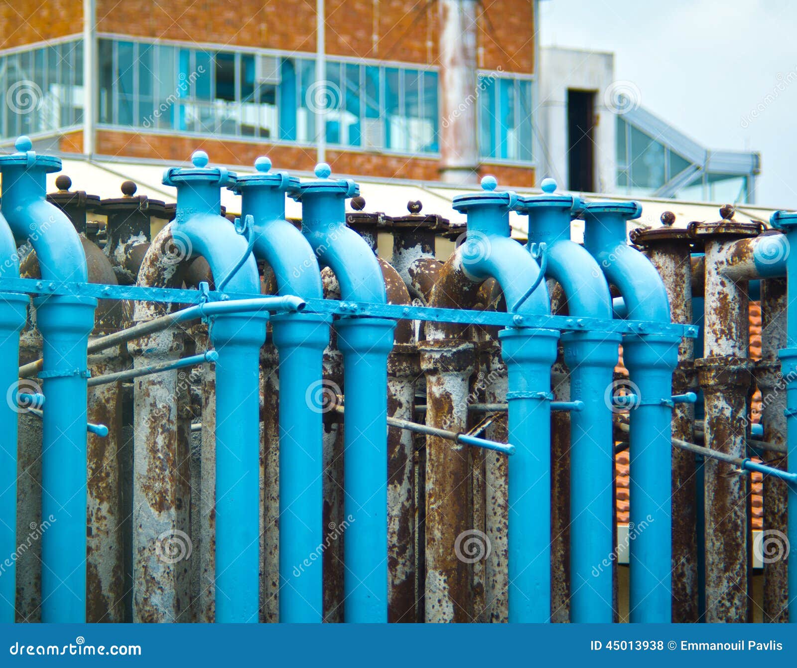 Blue pipes stock photo. Image of century, building, dark - 45013938