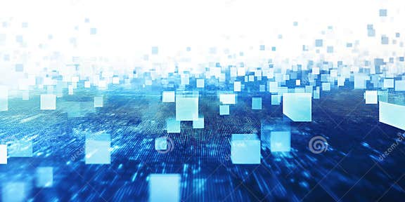 Blue Pixel Art Design Background Featuring Grid of Cubes in 3x3 Pattern ...