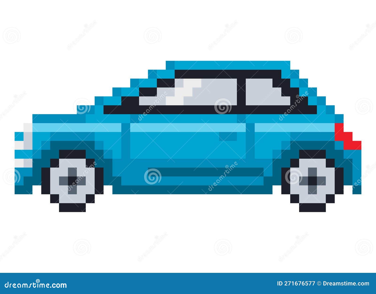 Blue Pixel Car. Side View. Vector Flat Graphic Illustration Isolated on ...