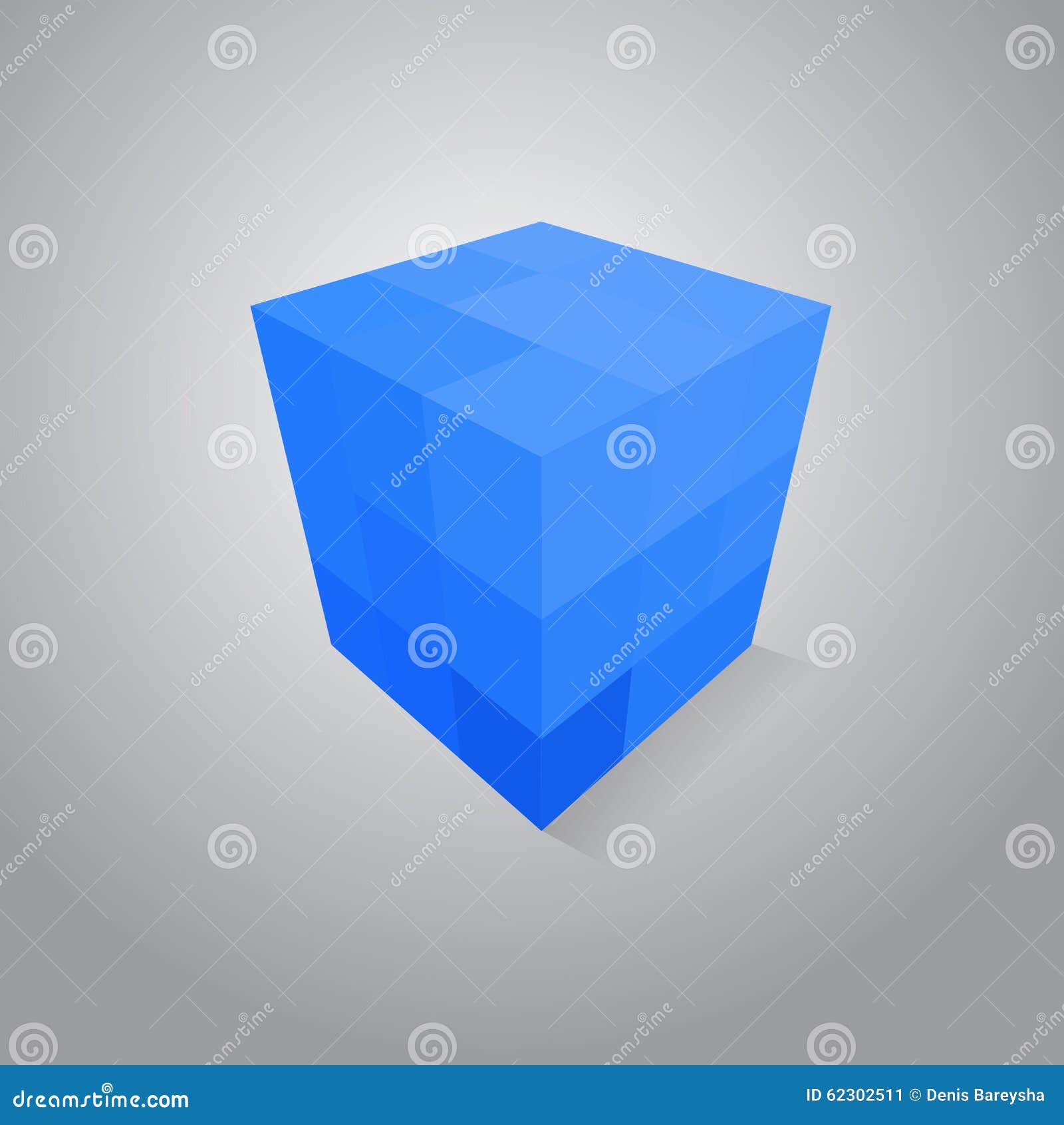 Blue pixel cube stock vector. Illustration of blank, brick - 62302511