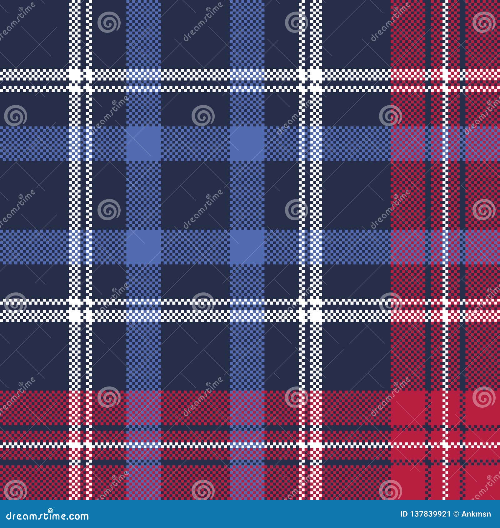 Blue Pixel Texture Plaid Seamless Pattern Stock Vector - Illustration ...