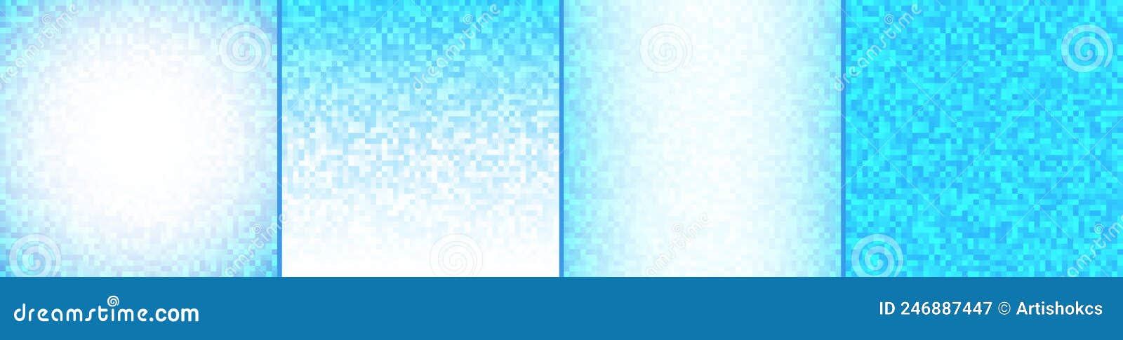 Blue Pixelated Backgrounds. Set of Abstract Technology Pixel ...