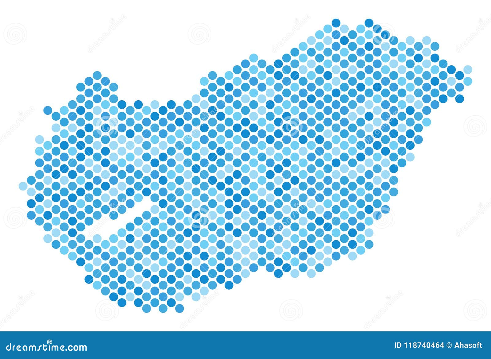 Blue Dotted Hungary Map stock vector. Illustration of geography - 118740464