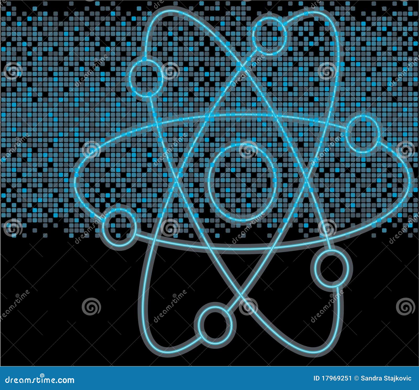 Blue Pixels and Nuclear Symbol Stock Vector - Illustration of ...