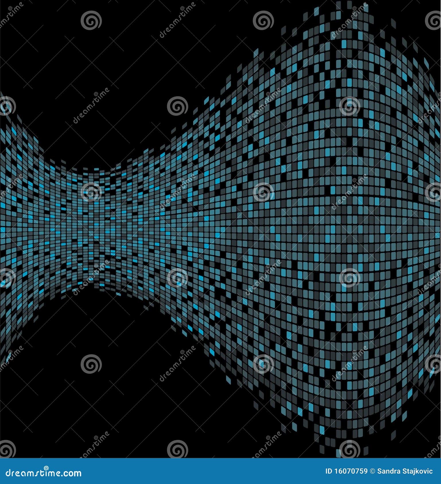 Blue pixels wave on black stock vector. Illustration of information ...