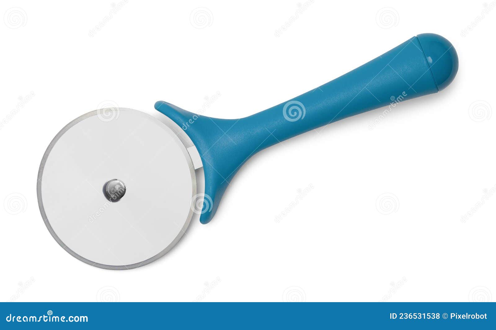 Blue Pizza Cutter stock photo. Image of steel, cutter - 236531538
