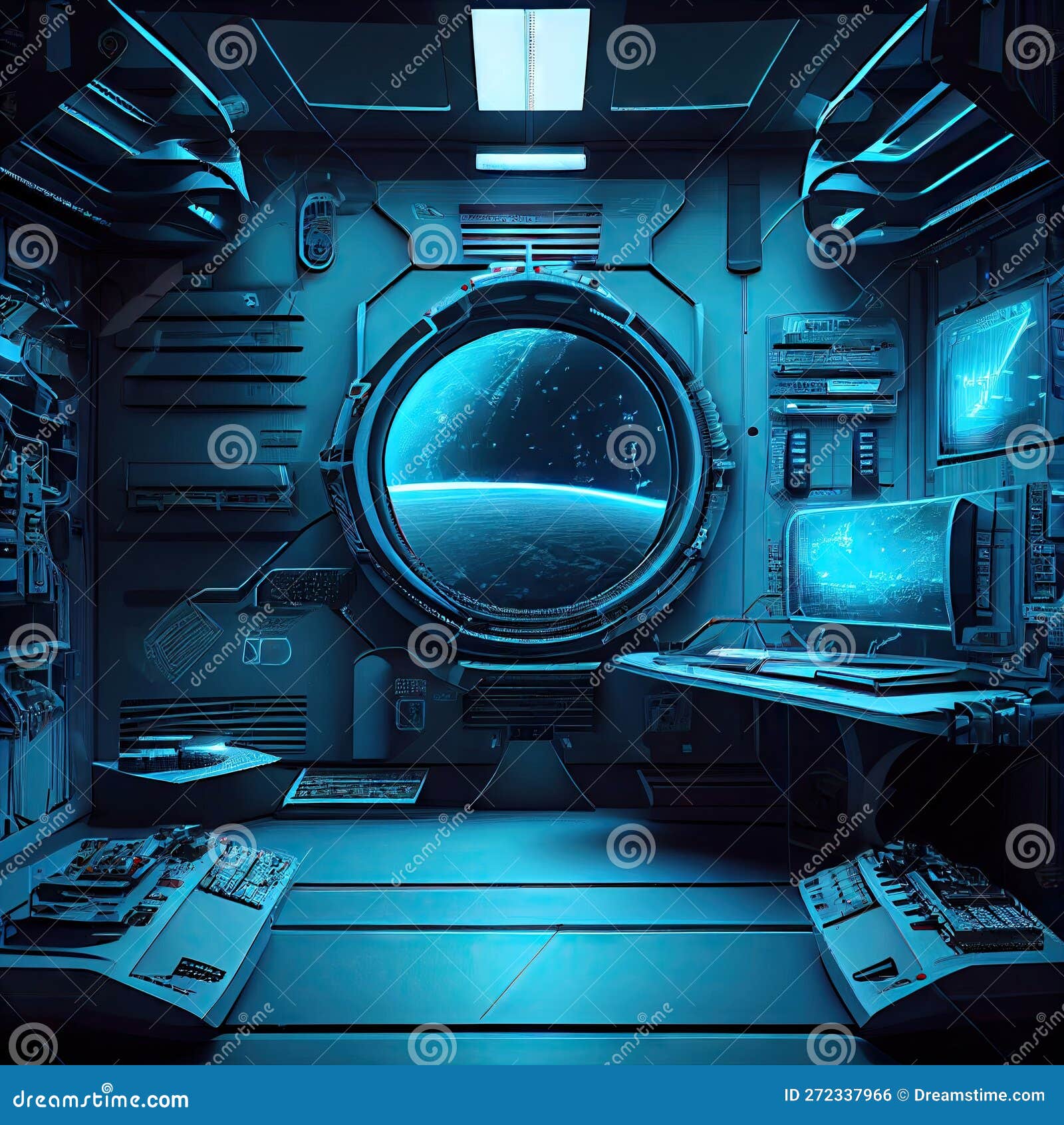 Blue Planet Computer Technology Concept Sci-fi Futuristic Interior ...
