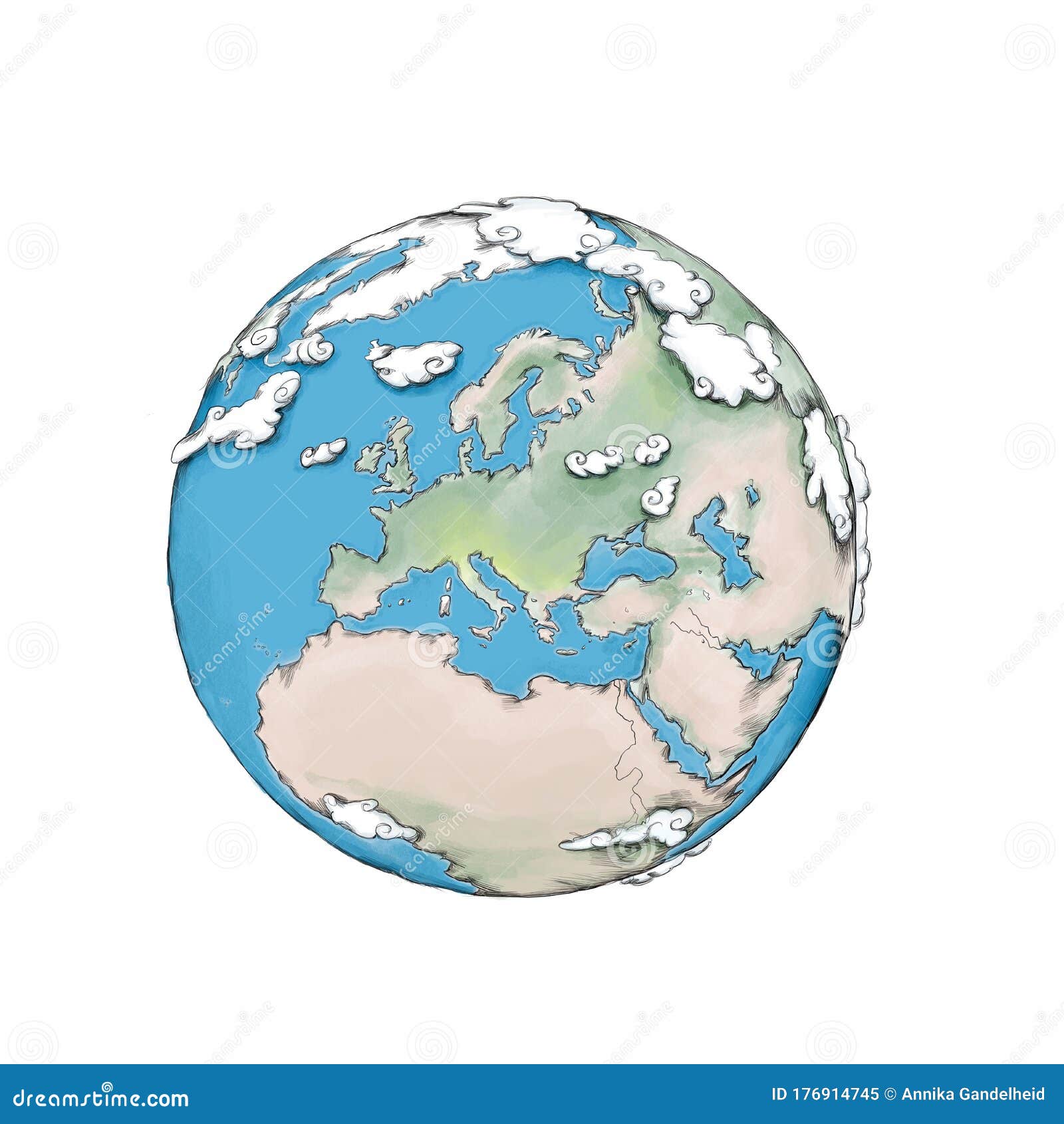 Blue planet earth stock illustration. Illustration of hand - 176914745