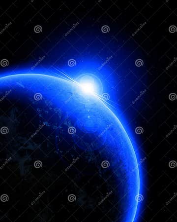 Blue Planet Earth in Outer Space Stock Illustration - Illustration of ...