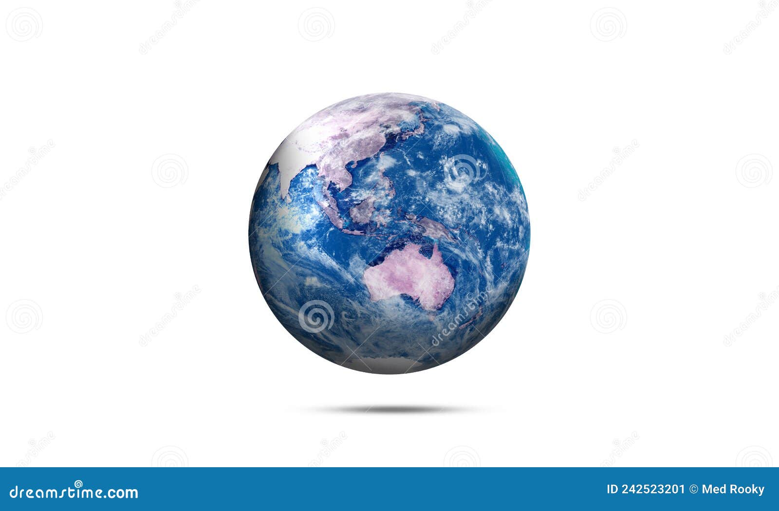 Blue Planet Earth Showing Australia Continent. 3D Render Global Sphere ...