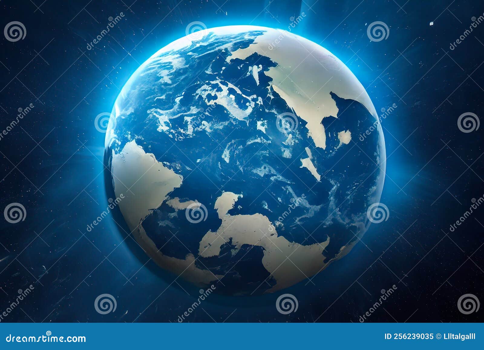 Blue Planet Earth Ten Thousand Years Later Ice Age Illustration Stock