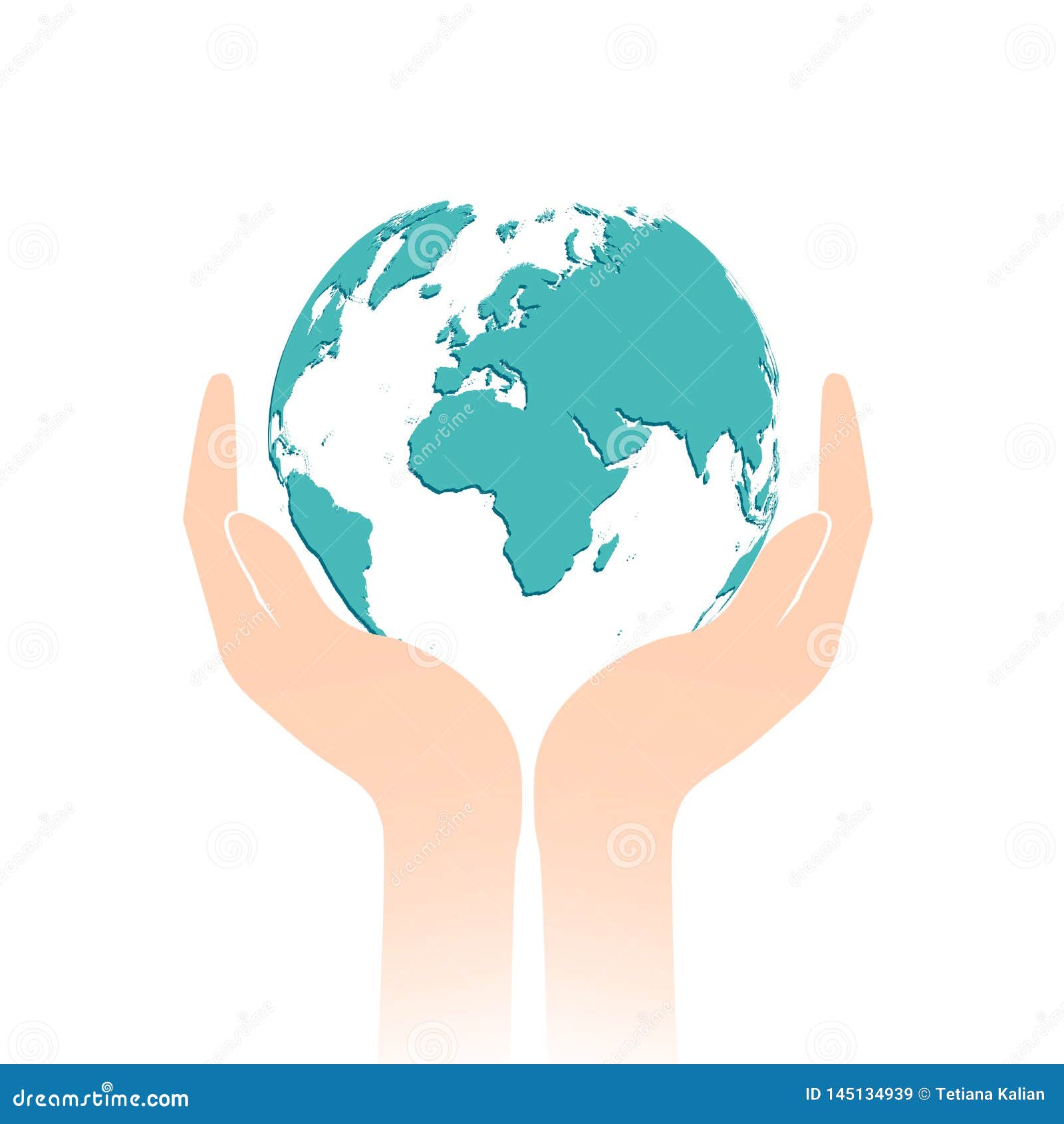 Blue Planet Earth In Two Human Hands Isolated On White Background Save