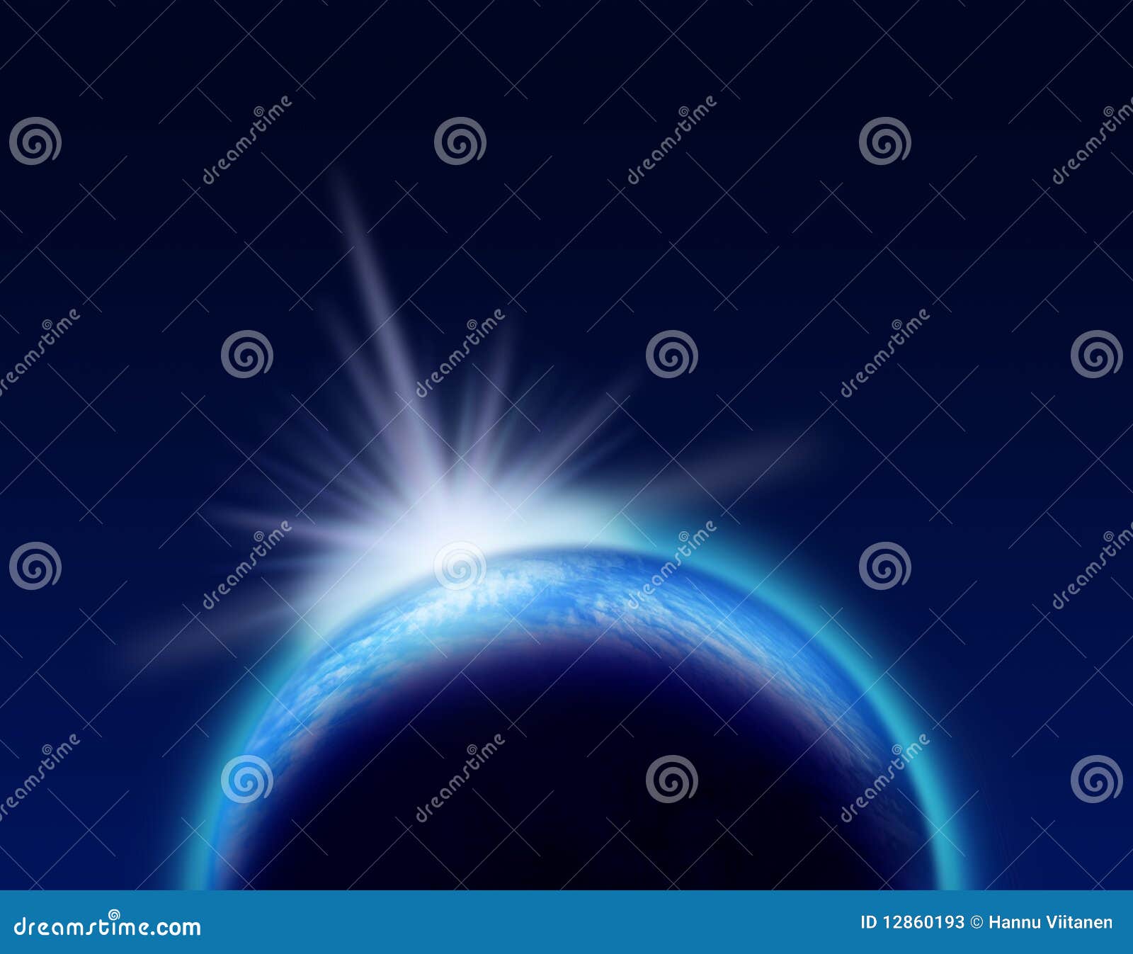 Blue planet eclipse stock illustration. Illustration of space - 12860193
