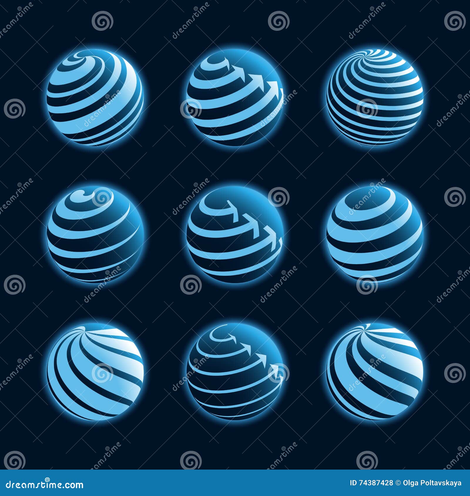 Blue planet icons stock vector. Illustration of global - 74387428