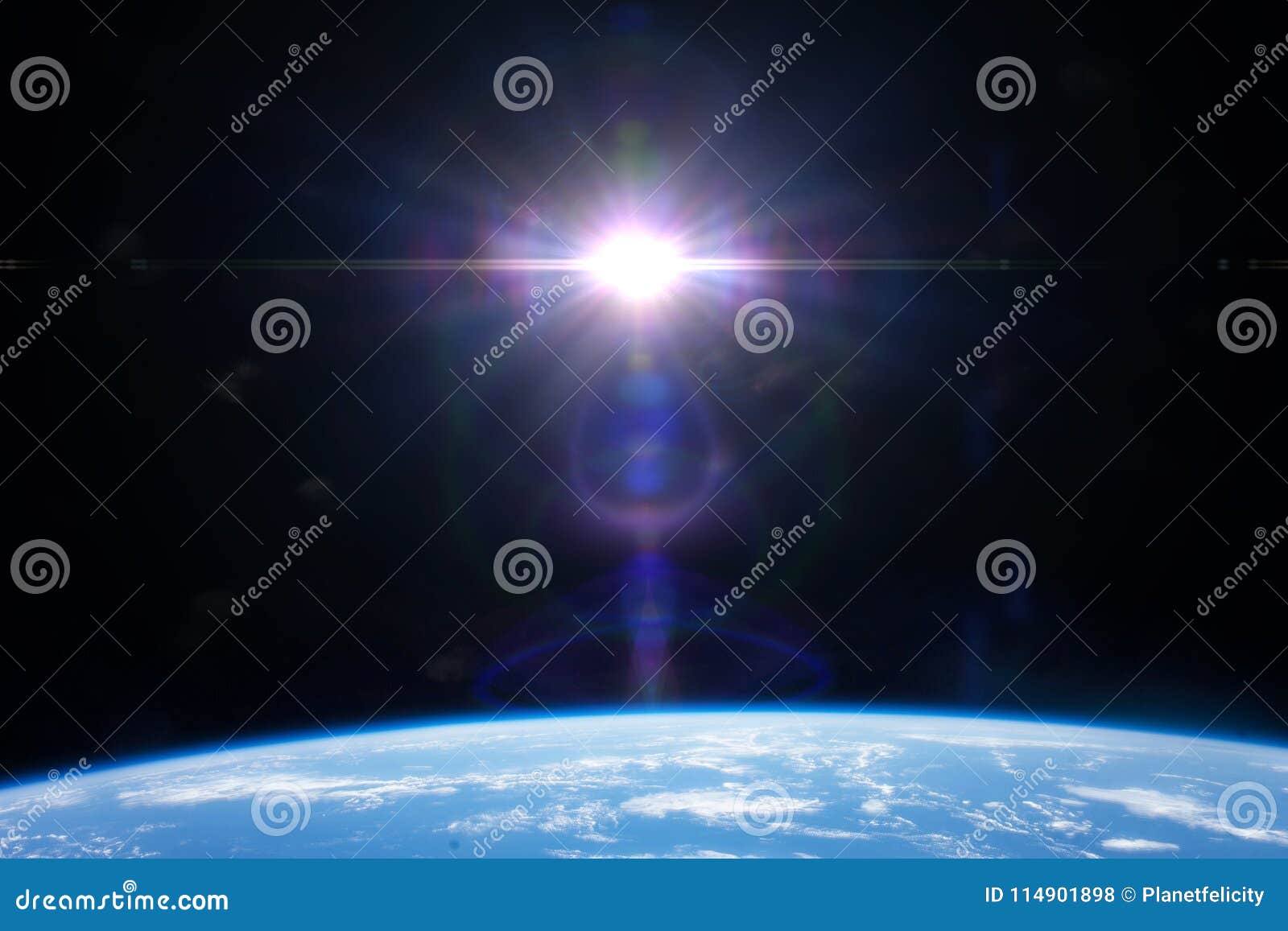 Planet Earth Lit by the Bright Sun Stock Photo - Image of flare, shadow ...