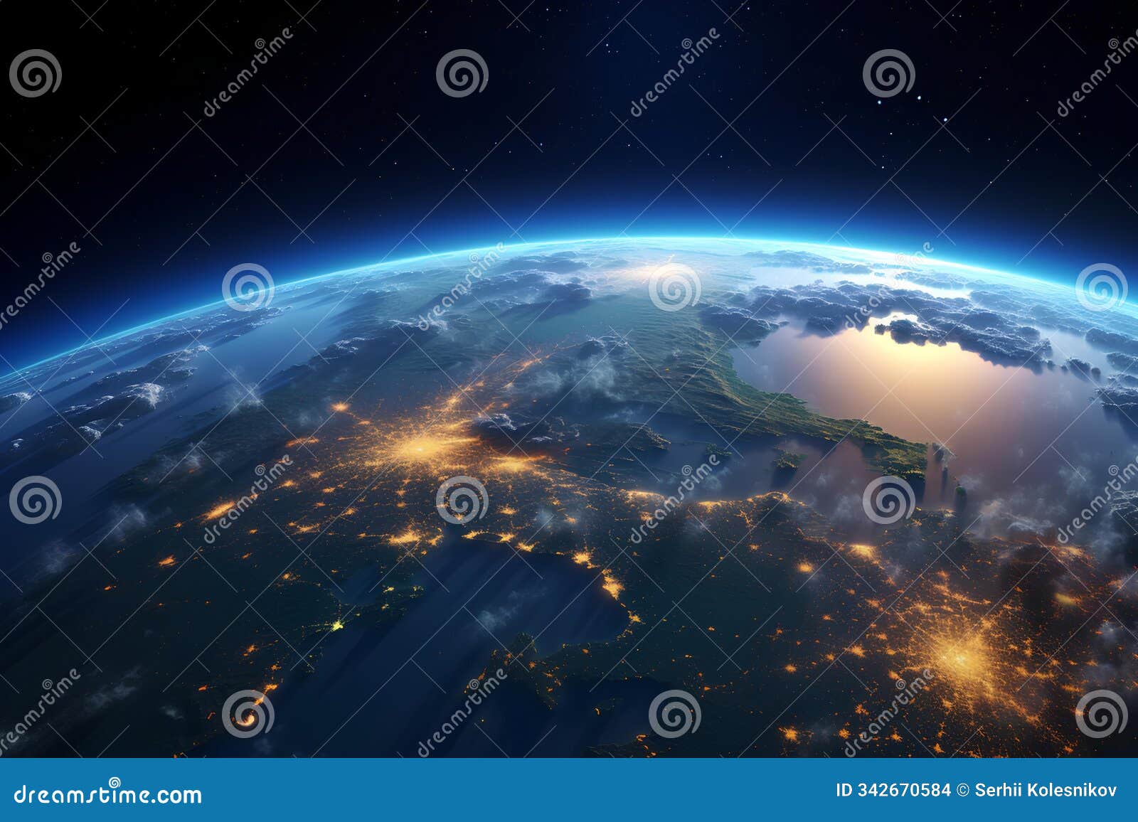 Blue Planet of the Solar System. Planet Earth, View from Space Stock ...