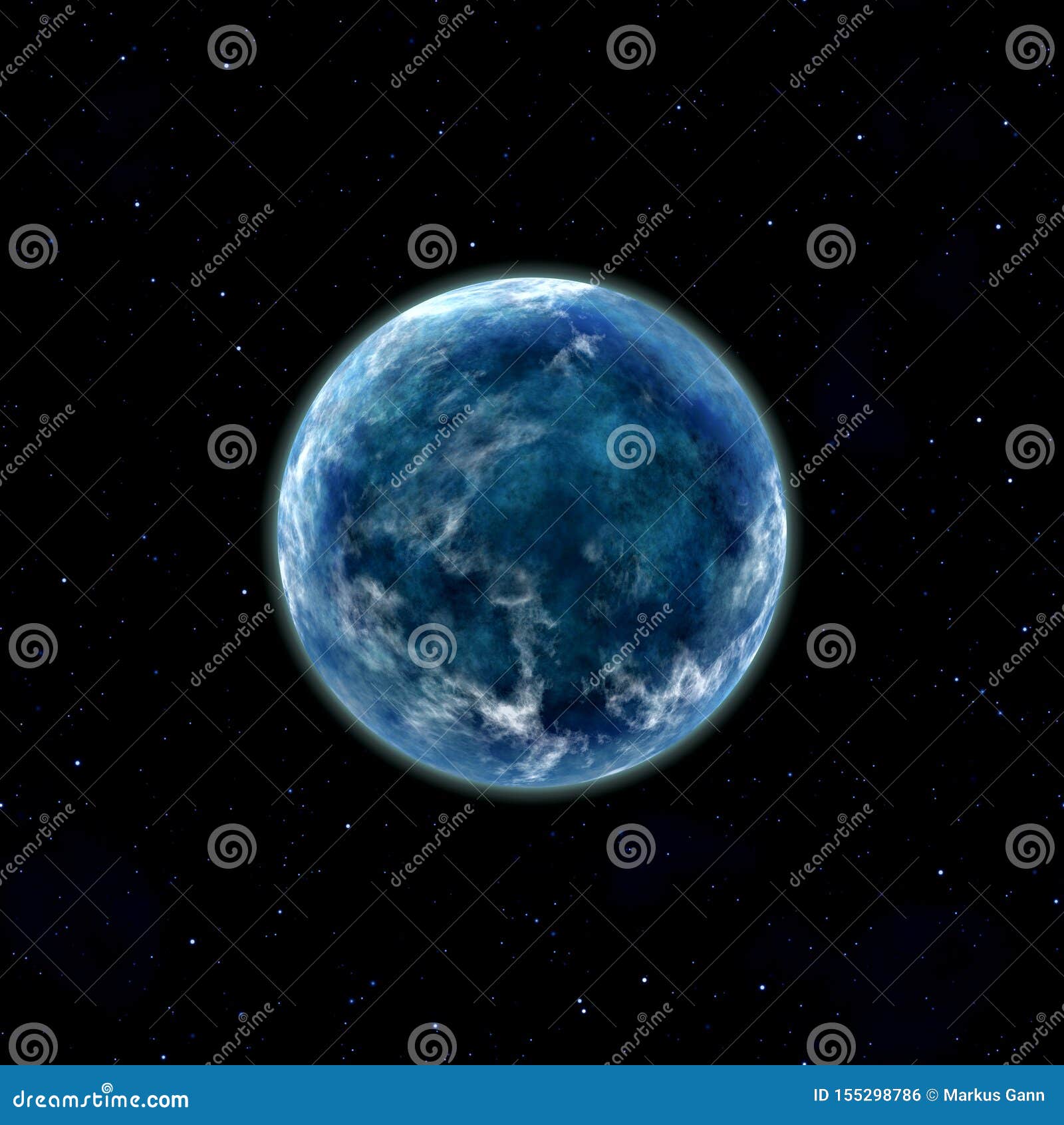 Blue Planet in Space with Stars Stock Illustration - Illustration of ...