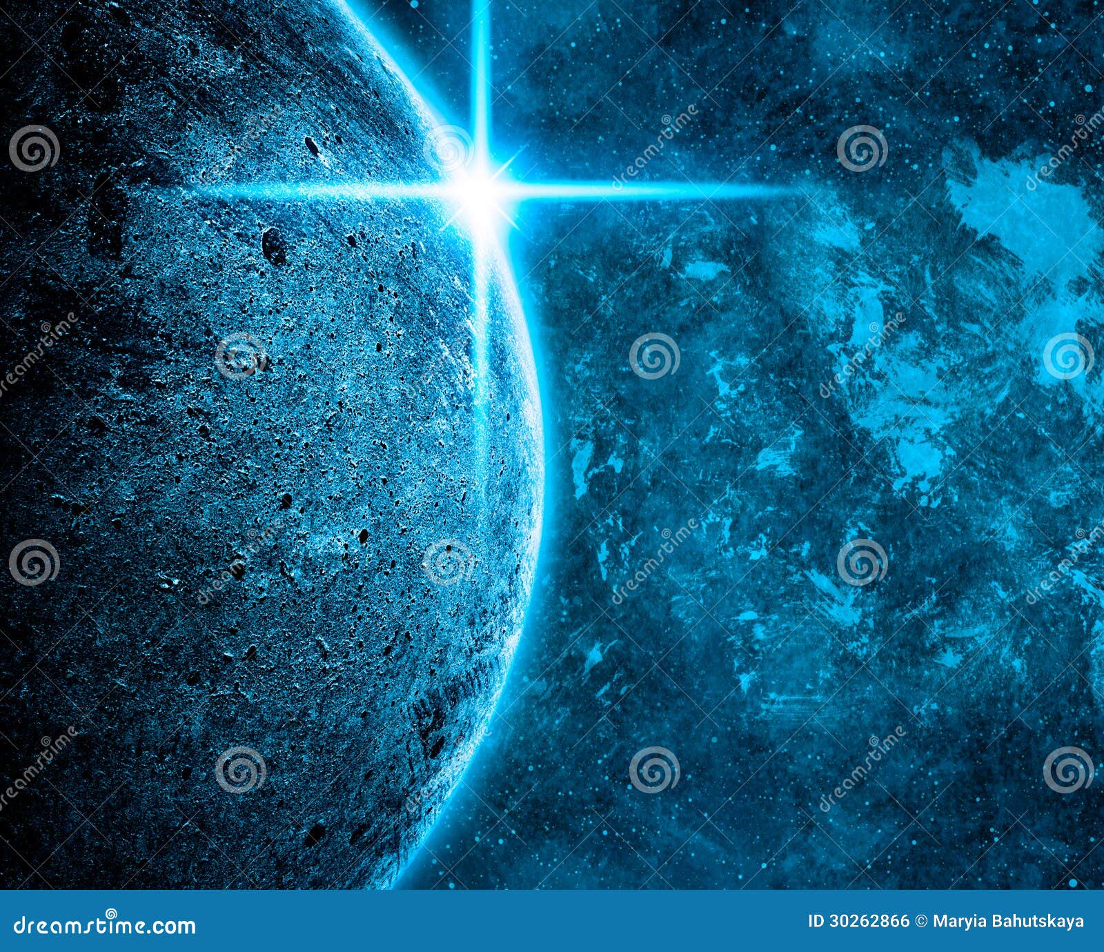 Blue Planet in Space on Stars Background Stock Illustration ...